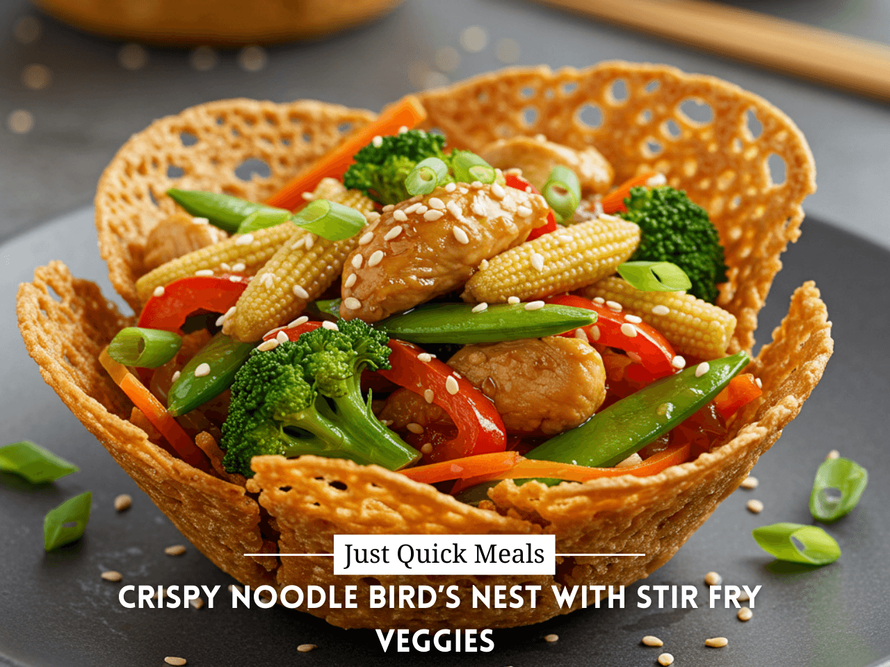 Crispy Noodle Birds Nest with Stir-Fry Veggies - Cost Finds Meals